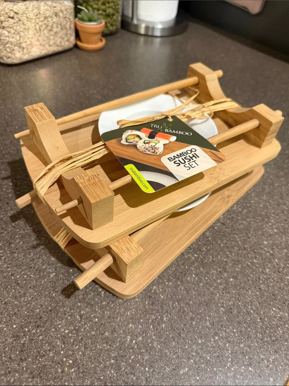 TruBamboo | Dining | Bamboo Natural Bamboo Sushi Serving Set With White ...